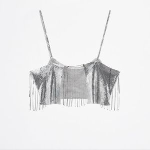 Zara | Tops | Zara Rhinestone Fringe Crop Top | Poshmark